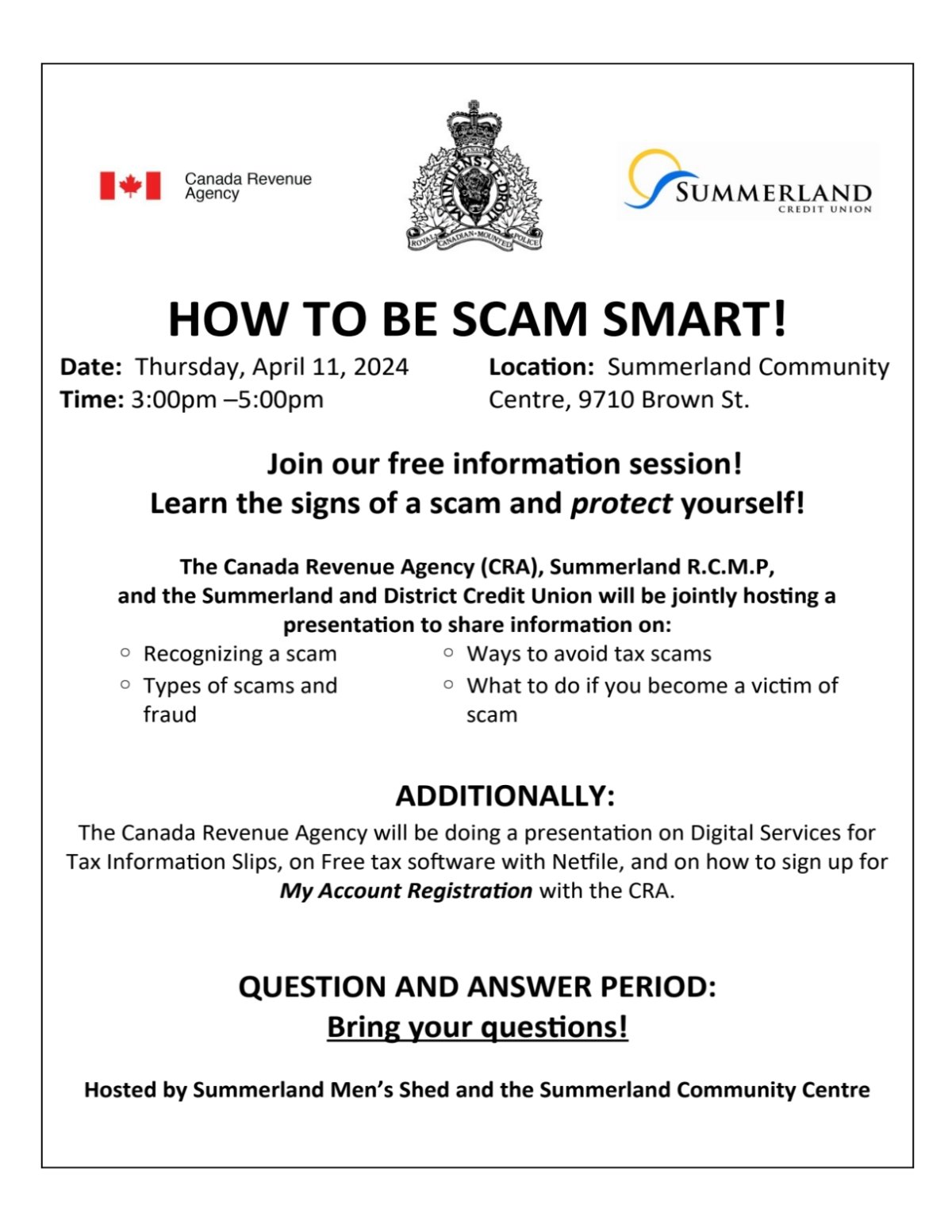 Summerland Community Centre hosting how scam-smart seminar - GlobalNews ...