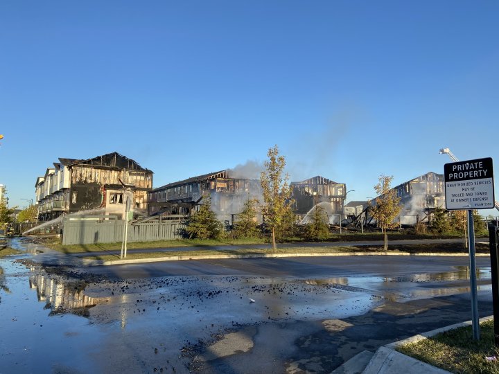 Massive, suspicious fire destroys townhouses in south Edmonton ...