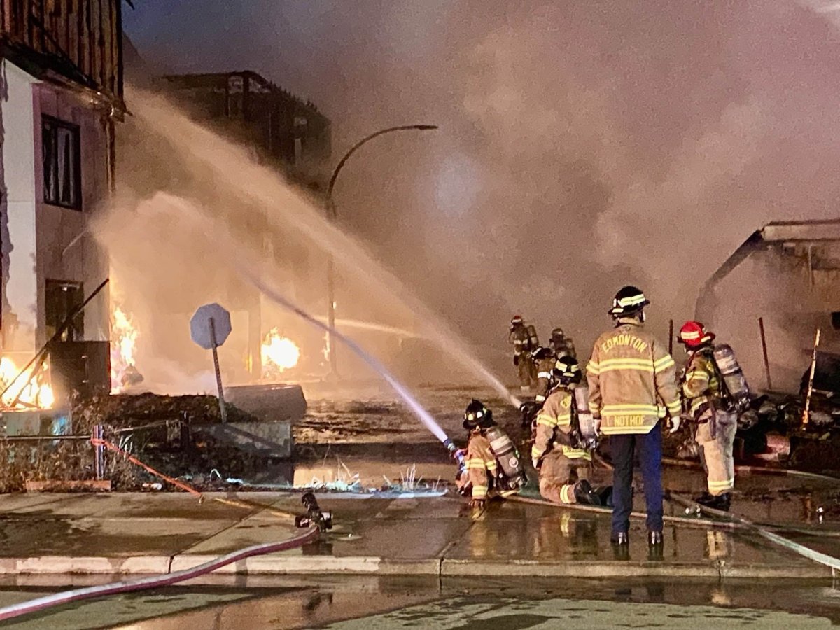 Massive, suspicious fire destroys townhouses in south Edmonton ...