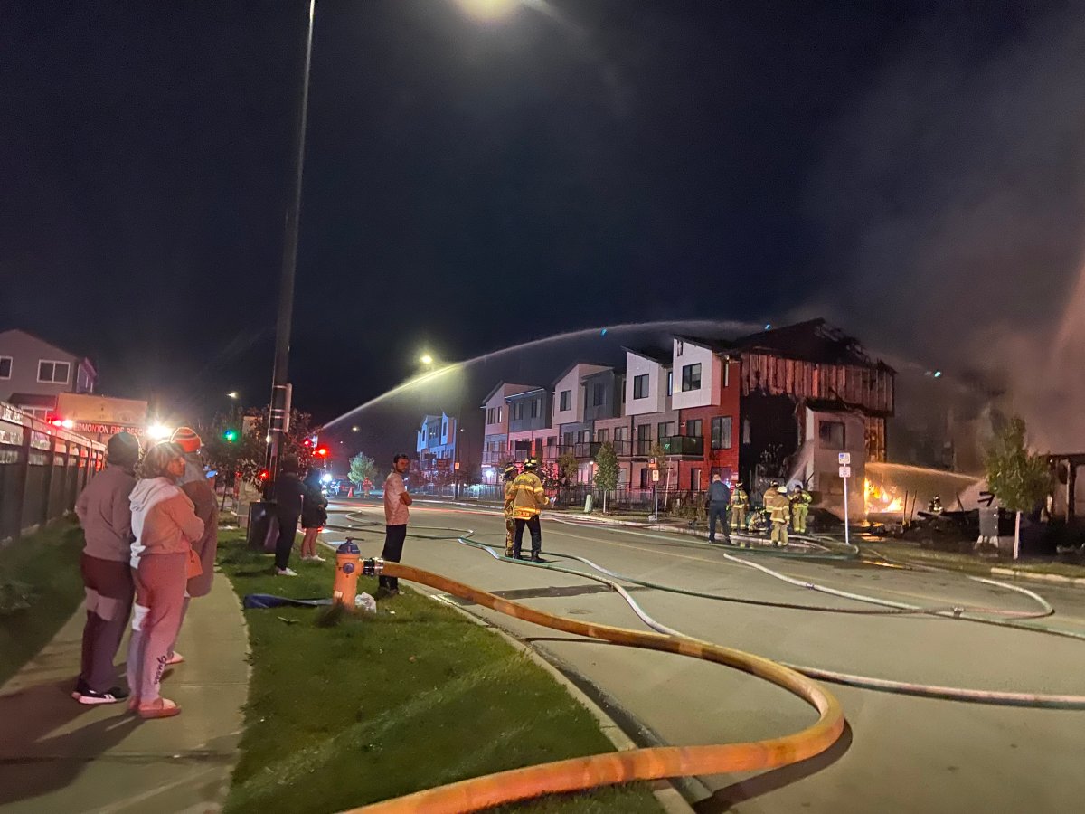 Massive, suspicious fire destroys townhouses in south Edmonton ...