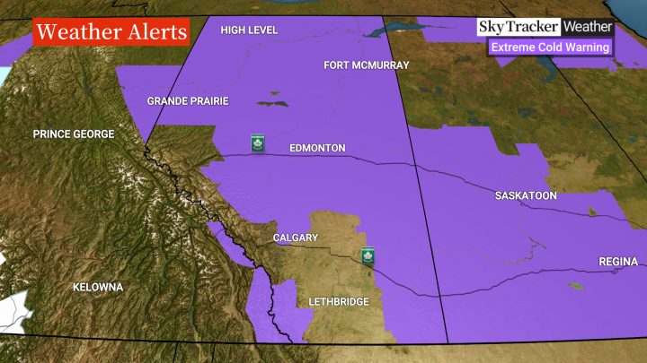 Extreme cold warnings blanket much of Alberta with wind chill near -50 ...