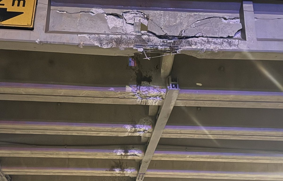 East Edmonton overpass damaged after being hit by semi-truck - Edmonton ...