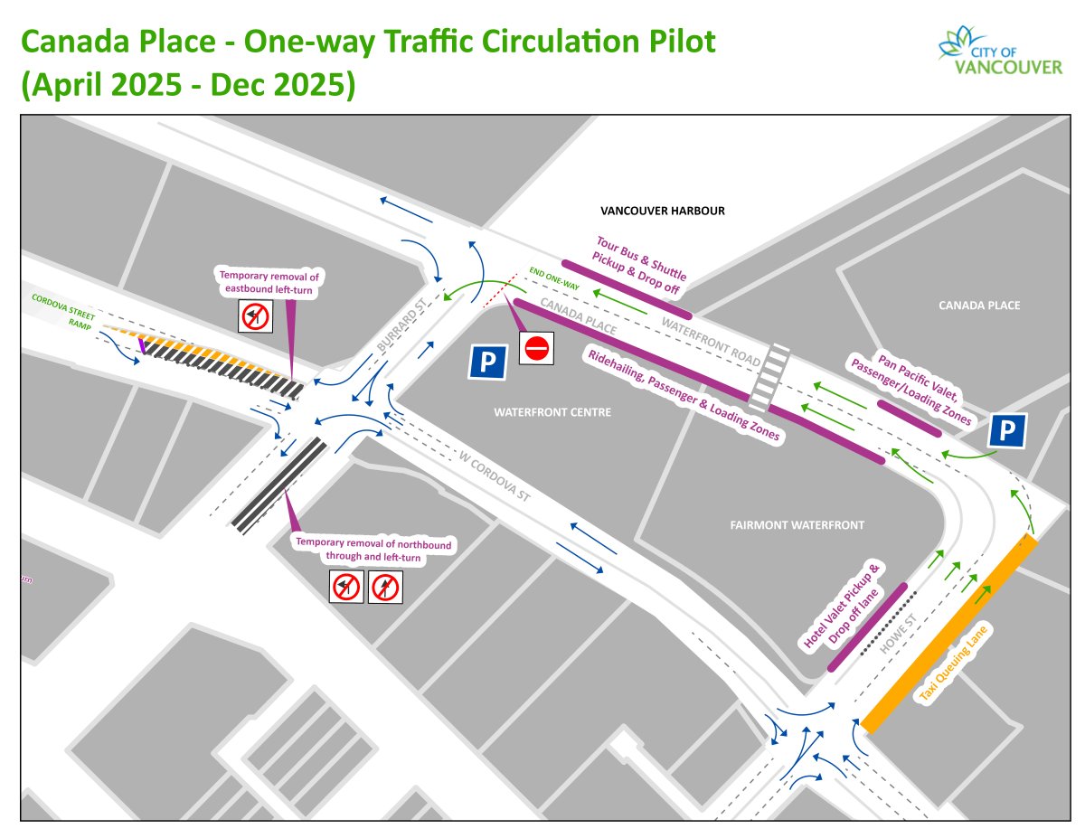 New one-way traffic pattern coming to Vancouver’s Canada Place - BC ...