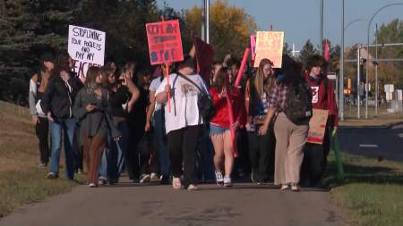 Dozens of Alberta students play hooky, rally for teachers as strike ...