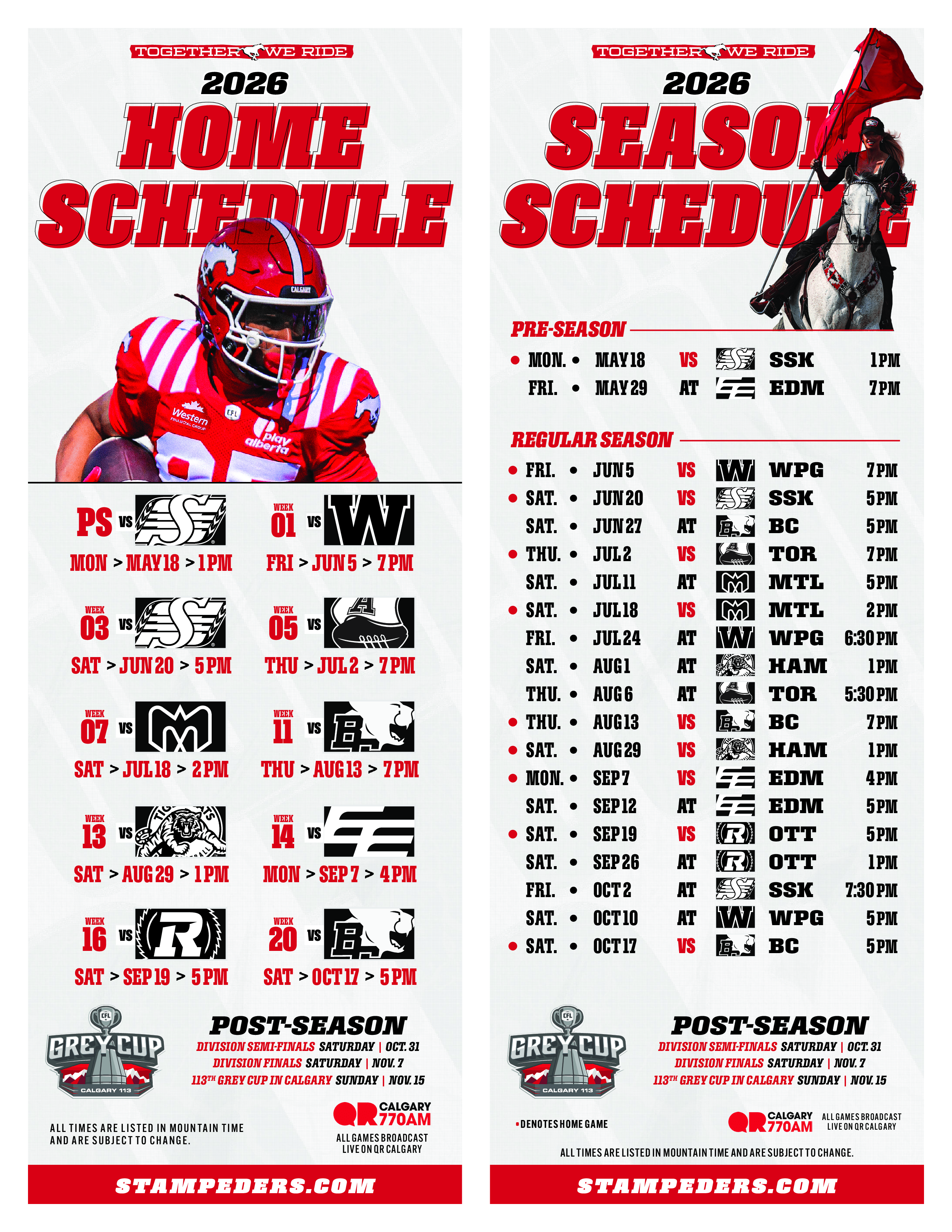 Stampeders Schedule